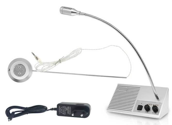 MY-E320 Glass Counter AC Microphone Handsfree Window Interphone Office ...