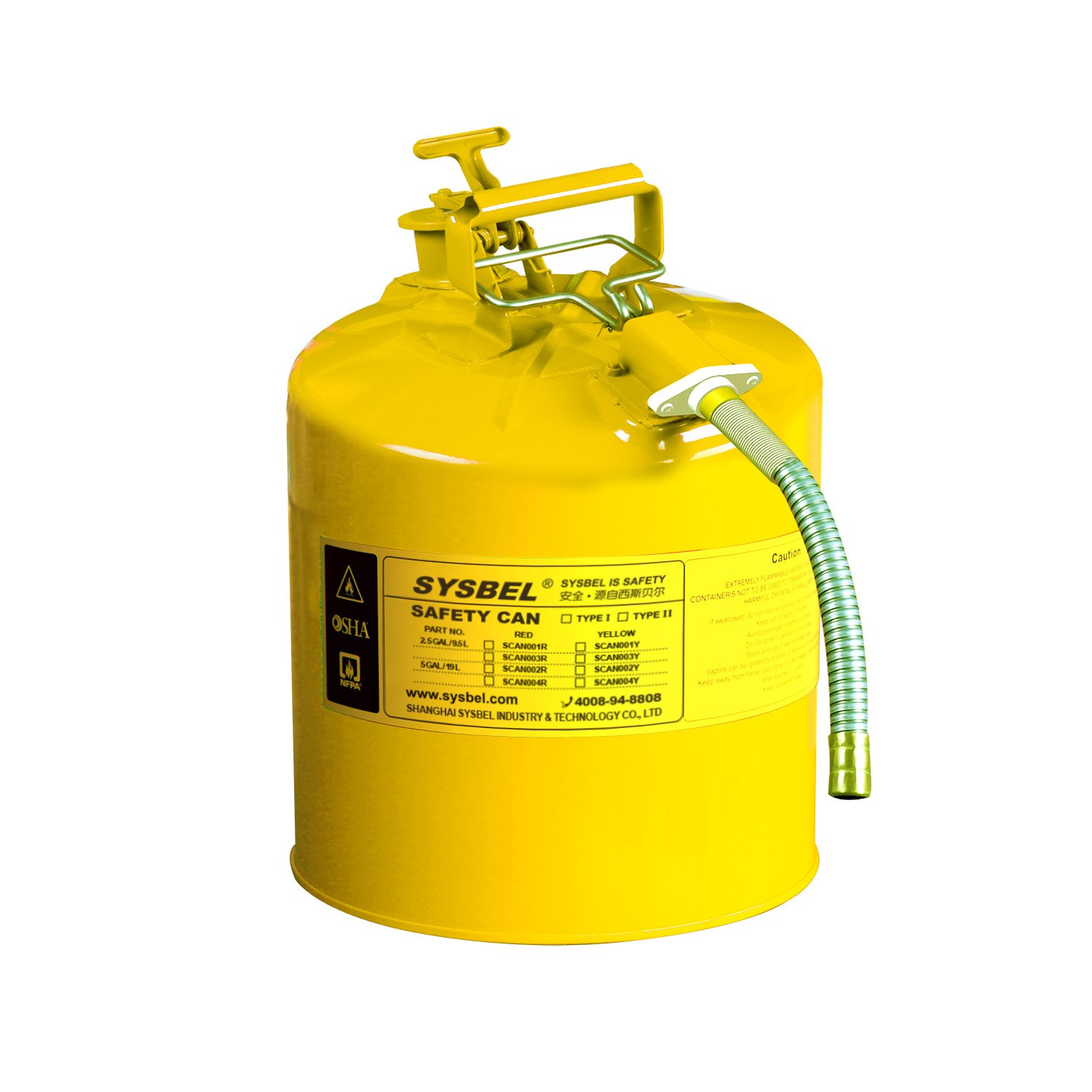 Safety Cans TYPE Ⅱ (5 Gal) (Yellow)